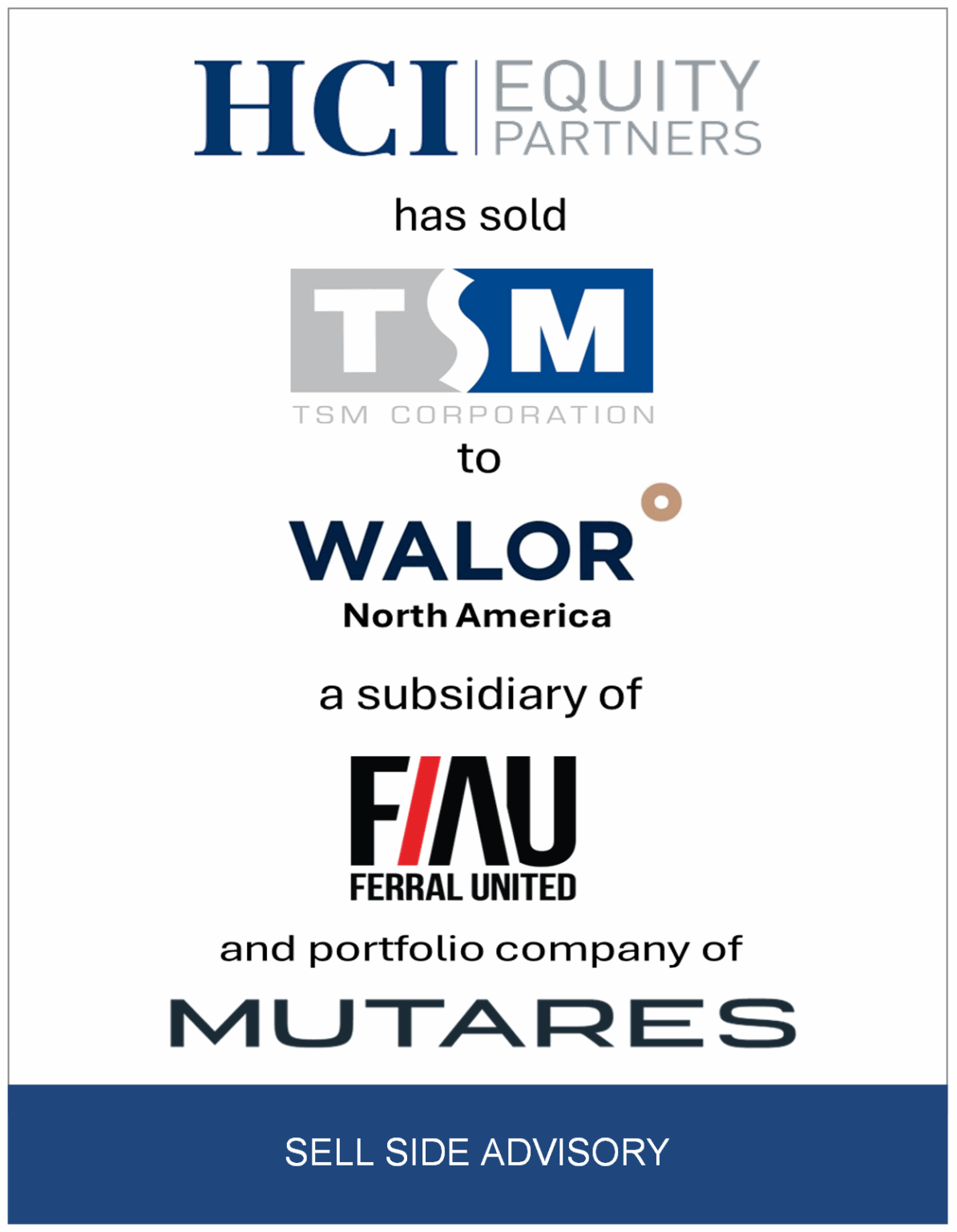 HCI Equity Partners has sold TSM Corporation to Walor North America, a ...